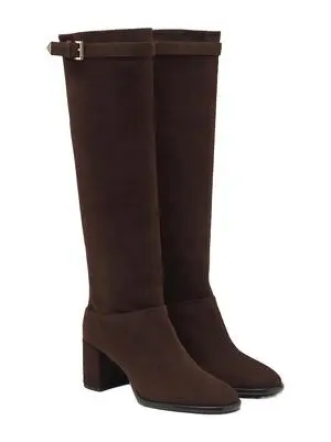 Prada Suede Knee-high Boots - Brown