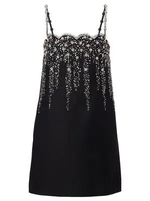 Valentino Garavani Crepe Couture Crystal-embellished Minidress - Black