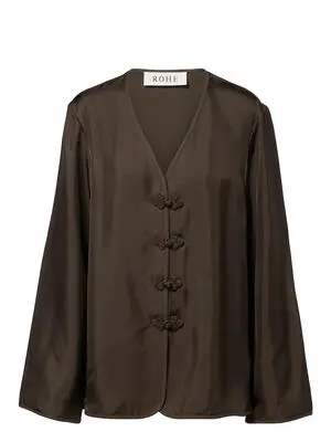 RÓHE Oversized Silk Blouse - Brown