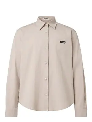 Miu Miu Cotton-blend Poplin Shirt - Beige