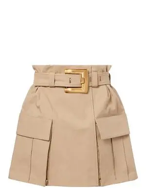 BALMAIN Belted Cotton Gabardine Miniskirt