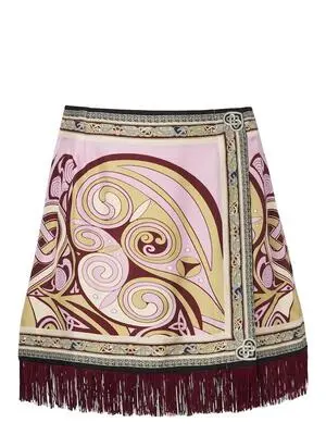 La DoubleJ Kells Fringed Silk Twill Miniskirt - Multicoloured
