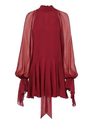 DE LA VALI Casimiro Ruffled Georgette Minidress - Red