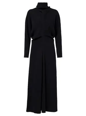 TOTÊME Draped Turtleneck Cady Midi Dress