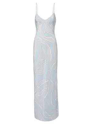 Emilio Pucci Labirinto Silk Crêpe De Chine Gown - Blue