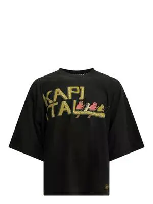 Kapital Mesh-back Logo-print T-shirt - Black