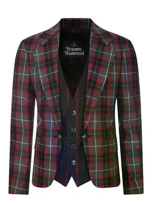 VIVIENNE WESTWOOD Tartan-check Wool Jacket - Grey
