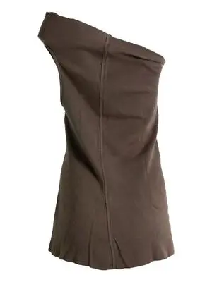 Rick Owens Rick Owens Draped One-Shoulder Tank Top Brown