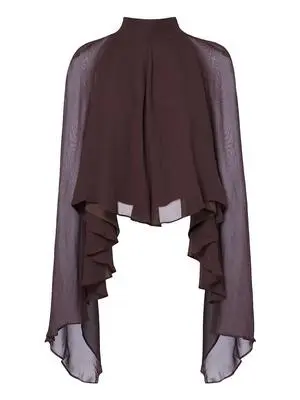 DE LA VALI Mia Chiffon Top - Brown
