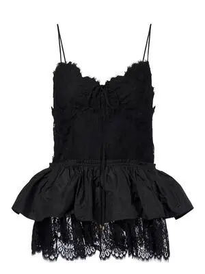 Chloé Peplum Lace And Taffeta Camisole - Black
