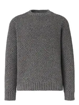 Gabriela Hearst Sermo Herringbone Cashmere Sweater - Grey