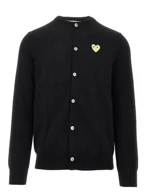 Play Comme Des Garcon Wool Cardigan With Heart Patch An - Black