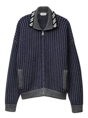 Versace Wool Knit Zip Cardigan - Gray