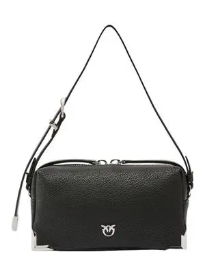 Pinko PINKO Shoulder Bag In Hammered Leather With Logo Plate Black