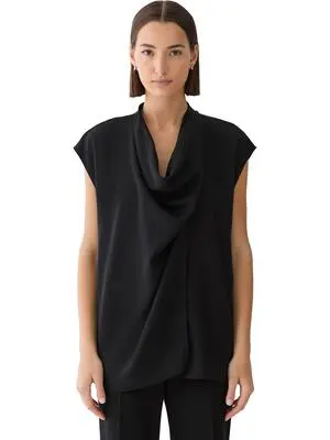 Lafayette 148 New York Organic Silk Georgette Convertible Blouse - Black