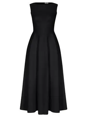 AVENUE 8 Flared Mid-length Crepe Dress - Black