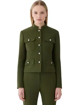 Lafayette 148 New York Wool Double Face Cropped Jacket - Forest