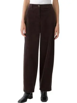 Lafayette 148 New York Cotton Corduroy Kent Barrel Leg Pant - Truffle
