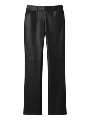 Lafayette 148 New York Lafayette 148 New York Stretch Nappa Leather Mid-Rise Straight-Leg Pants Black