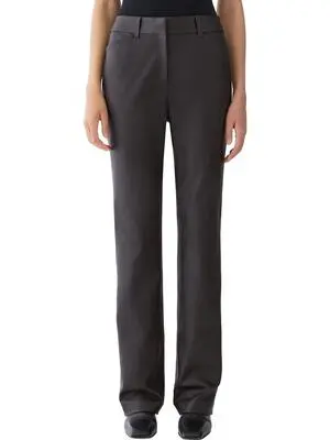 Lafayette 148 New York Lafayette 148 New York Stretch Nappa Leather Mid-Rise Straight-Leg Pants Truffle