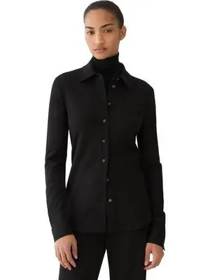 LAFAYETTE 148 NEW YORK Lafayette 148 New York Double Knit Jersey Button Front Shirt