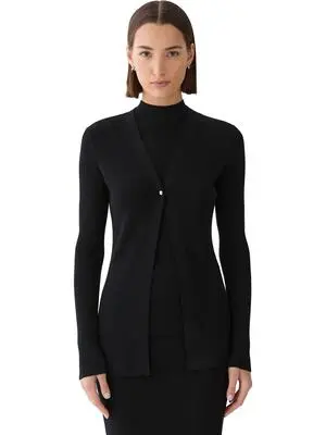 LAFAYETTE 148 NEW YORK Lafayette 148 New York Matte Crepe Ribbed Slim Cardigan