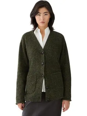 Lafayette 148 New York Cashmere Donegal V-neck Cardigan - Forest Multi