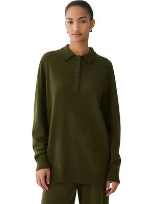 LAFAYETTE 148 NEW YORK Lafayette 148 New York Wool-Cashmere Fisherman's Rib Polo Sweater