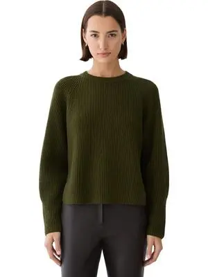 LAFAYETTE 148 NEW YORK Lafayette 148 New York Wool-Cashmere Ribbed Crewneck Sweater