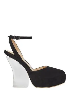 Fendi Illusion Suede Sandals With Sculptural Heel - Black