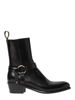 Fendi Double O Calf Leather Ankle Boots - Black