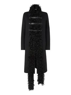 Fendi Deconstructed Midi Coat With Detachable Shearling Collar - Black