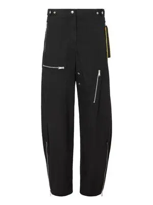 Fendi Cargo Trousers With Barrel Leg Silhouette And Side Zips - Black