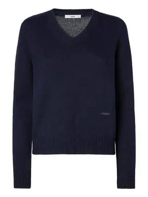 Fendi V-neck Cashmere Jumper - Blue