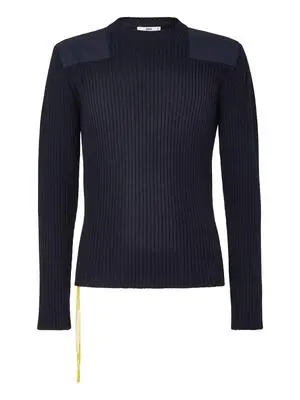 Fendi Long-sleeved Wool Jumper With Contrasting Details - Blue