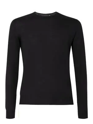 Fendi Long-sleeved Wool Jumper With Contrast Stitching - Black