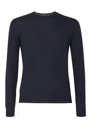 Fendi Long-sleeved Wool Jumper With Contrast Stitching - Blue