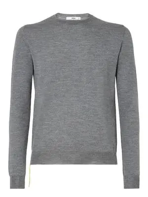 Fendi Long-sleeved Wool Jumper With Contrast Stitching - Grey