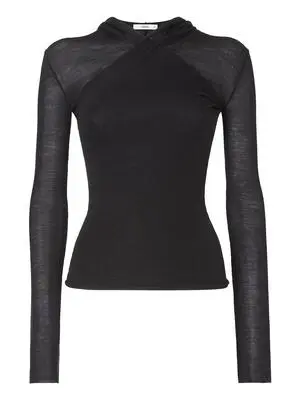 Fendi Lightweight Merino Wool Jumper With Hood - Black