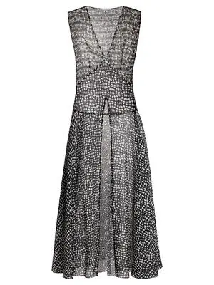 Fendi Sleeveless V-neck Silk Georgette Dress - Black