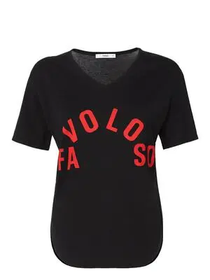 Fendi Organic Cotton T-shirt With 'favoloso' Print - Black