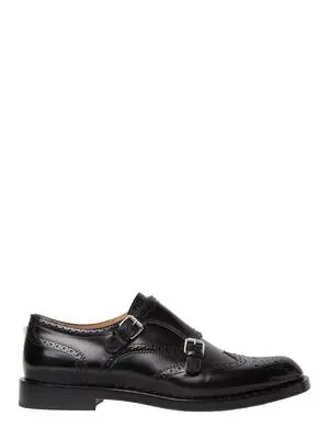 Fendi Double Monk Strap Shoes With Brogue Detailing - Black