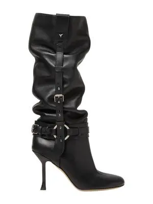 Fendi Count Buckled Leather Boots - Black