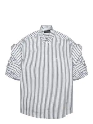 Balenciaga Striped Cotton Shirt With Lapels - Blue
