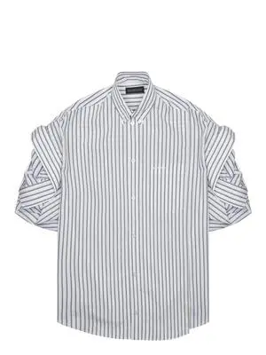 Balenciaga Striped Cotton Shirt With Lapels - Blue