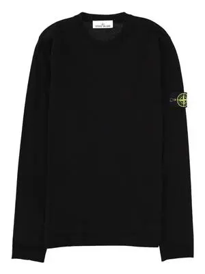 Stone Island STONE ISLAND Cotton Crew Neck Long Sleeve Pullover With Logo Patch Black