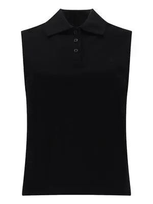 Saint Laurent Sleeveless Polo Top - Black