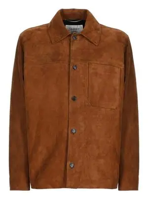 Saint Laurent Overshirt In Suede - Brown