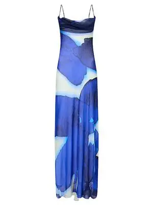 RAT AND BOA Aralia Printed Tulle Maxi Dress - Blue Multi