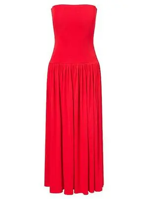 Dissh Aven Strapless Cotton-blend Maxi Dress - Red